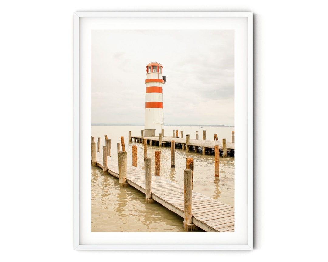 Neutral Lighthouse Print, Fine Art Lake Landscape Photography Print ...