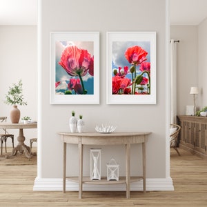 Red Poppy Wall Art Set of 2 Fine Art Photography Prints, Botanical ...