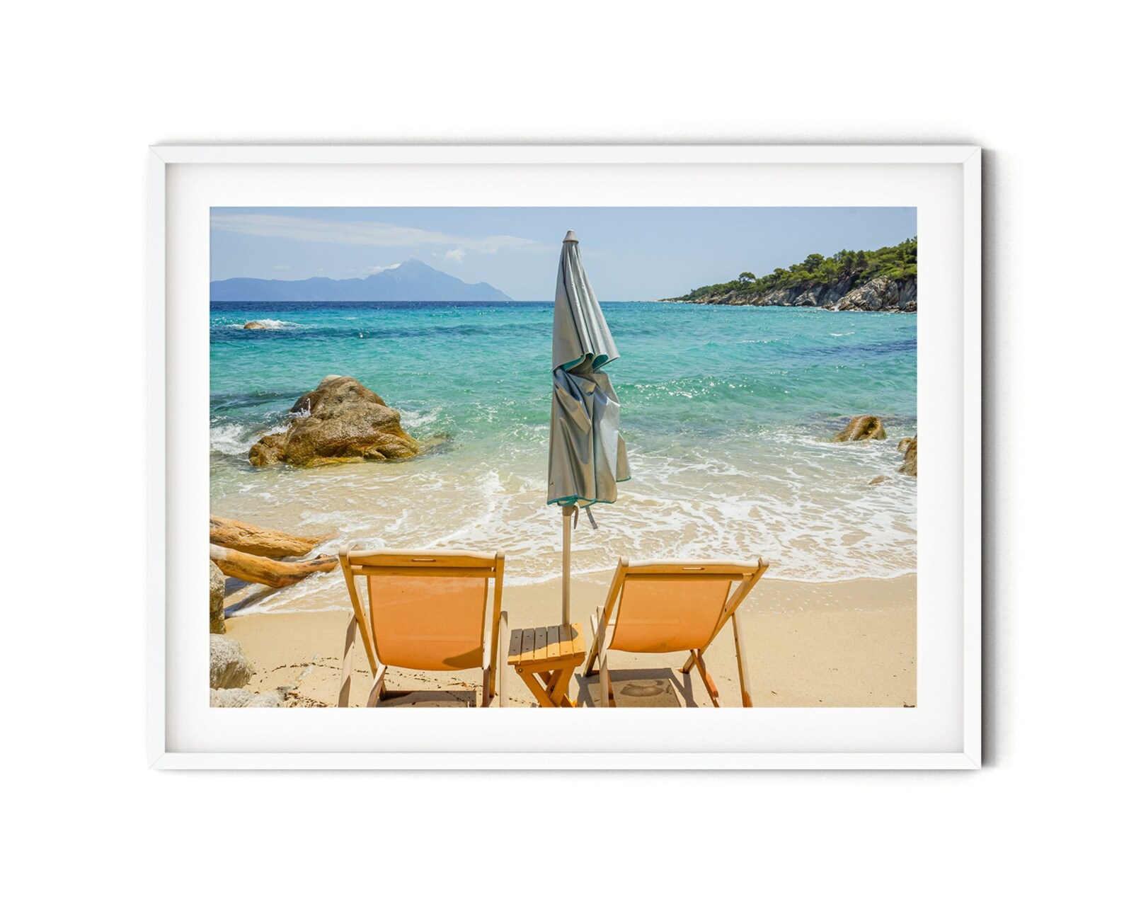Tropical Beach Chair Print, Fine Art Beach Photography Print, Greek ...