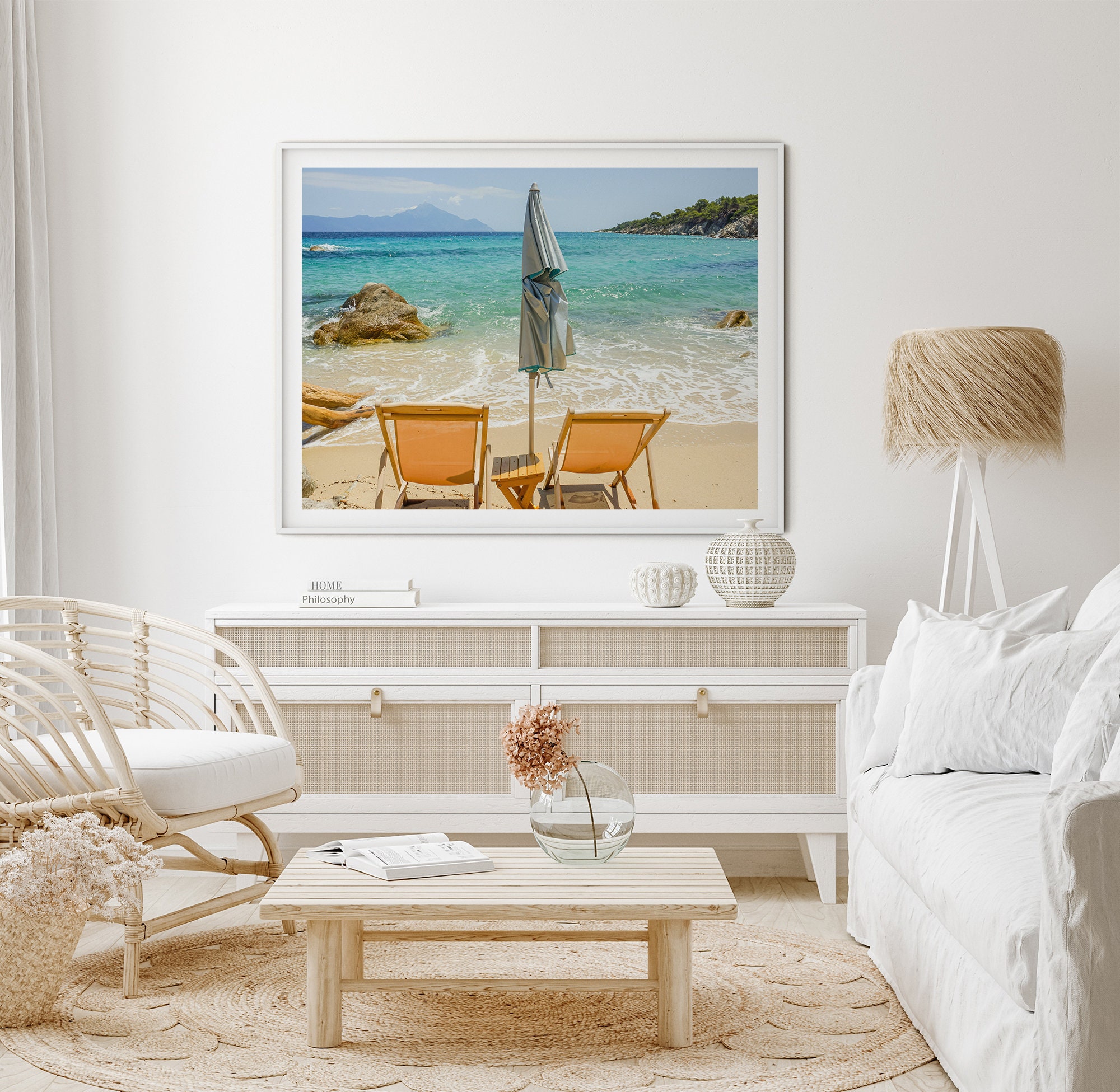 Tropical Beach Chair Print, Fine Art Beach Photography Print, Greek ...