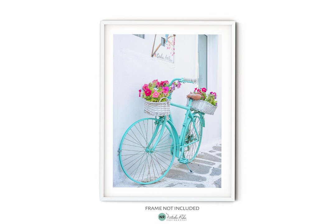 Turquoise Bicycle Photography, Fine Art Greek Islands Print, Hippie ...