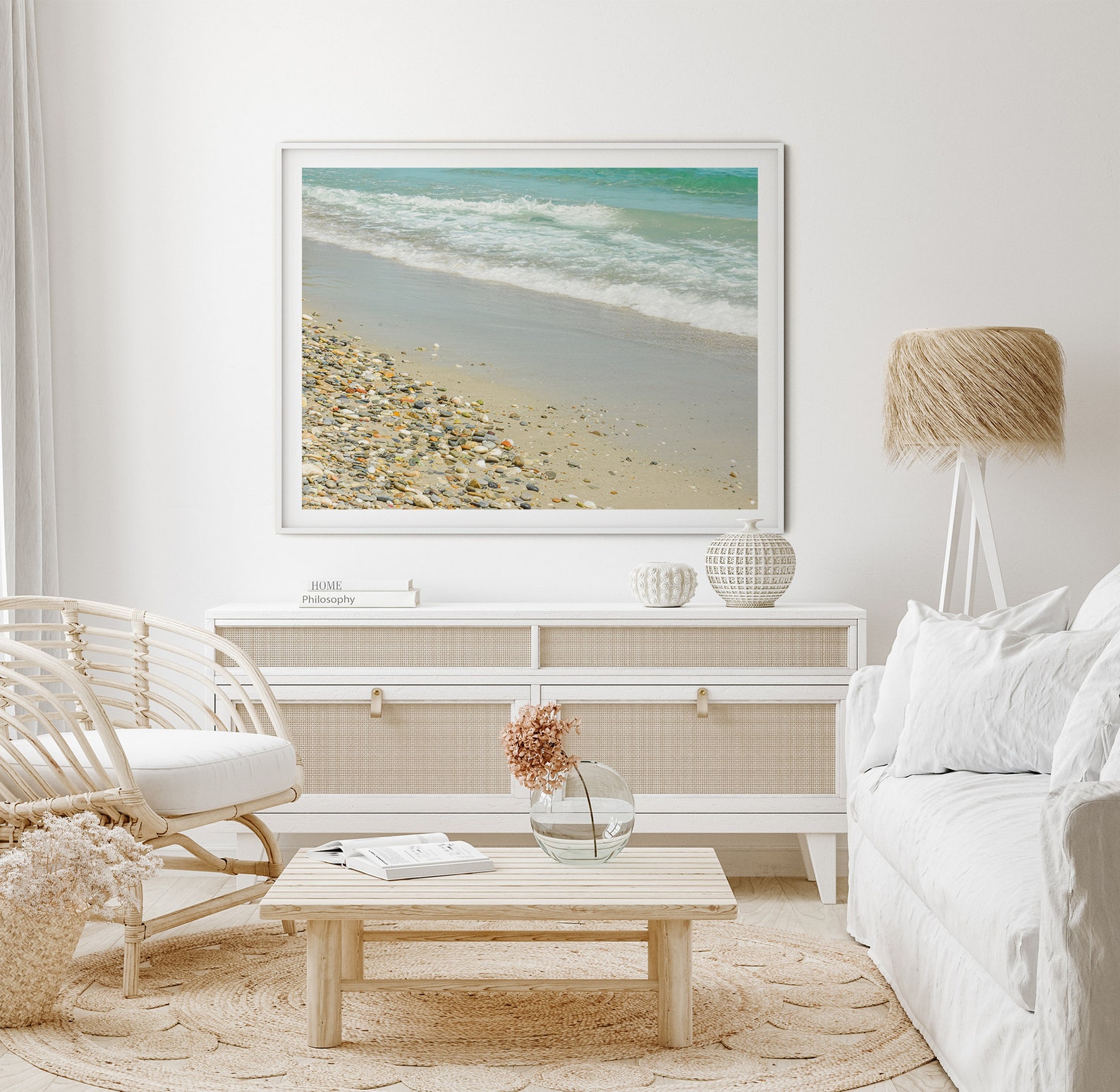 Pebble Beach Print, Fine Art Beach Photography Print, Calm Ocean Waves ...