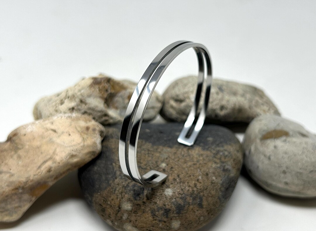 Stainless Steel Bangle, Simple Plain Bangle, Solid Cuff Bangle, Unisex ...