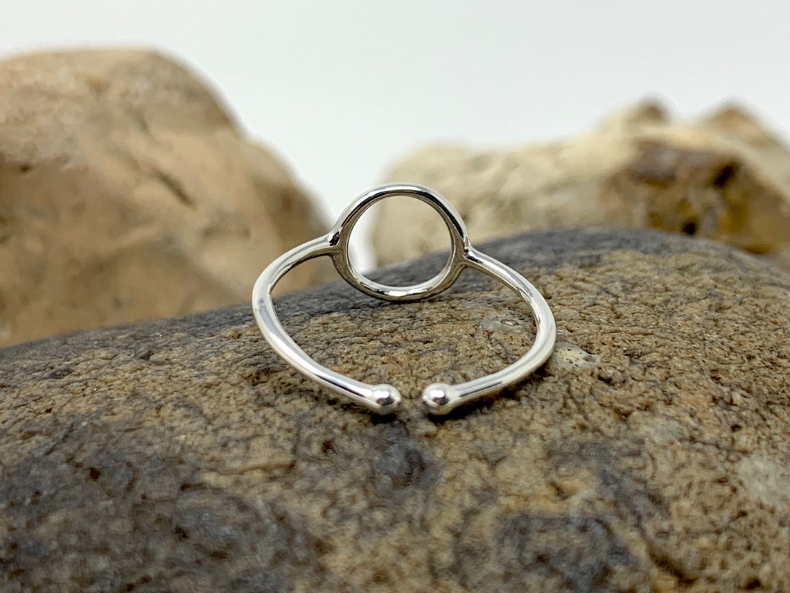 925 Sterling Silver Ring Circle Ring Band Adjustable Open | Etsy