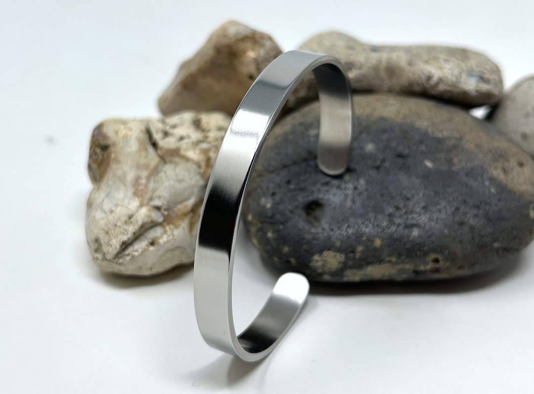 Stainless Steel Bangle, 8mm Simple Plain Bangle, Solid Cuff Bangle ...
