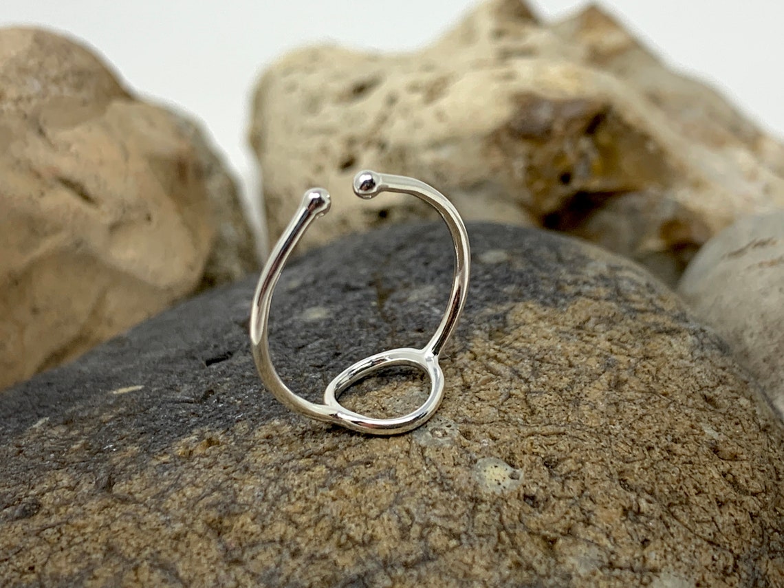 925 Sterling Silver Ring Circle Ring Band Adjustable Open | Etsy