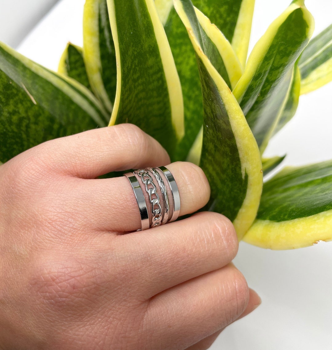 Stainless Steel Ring, Multiband Ring, Twisted Thick Ring, Statement ...