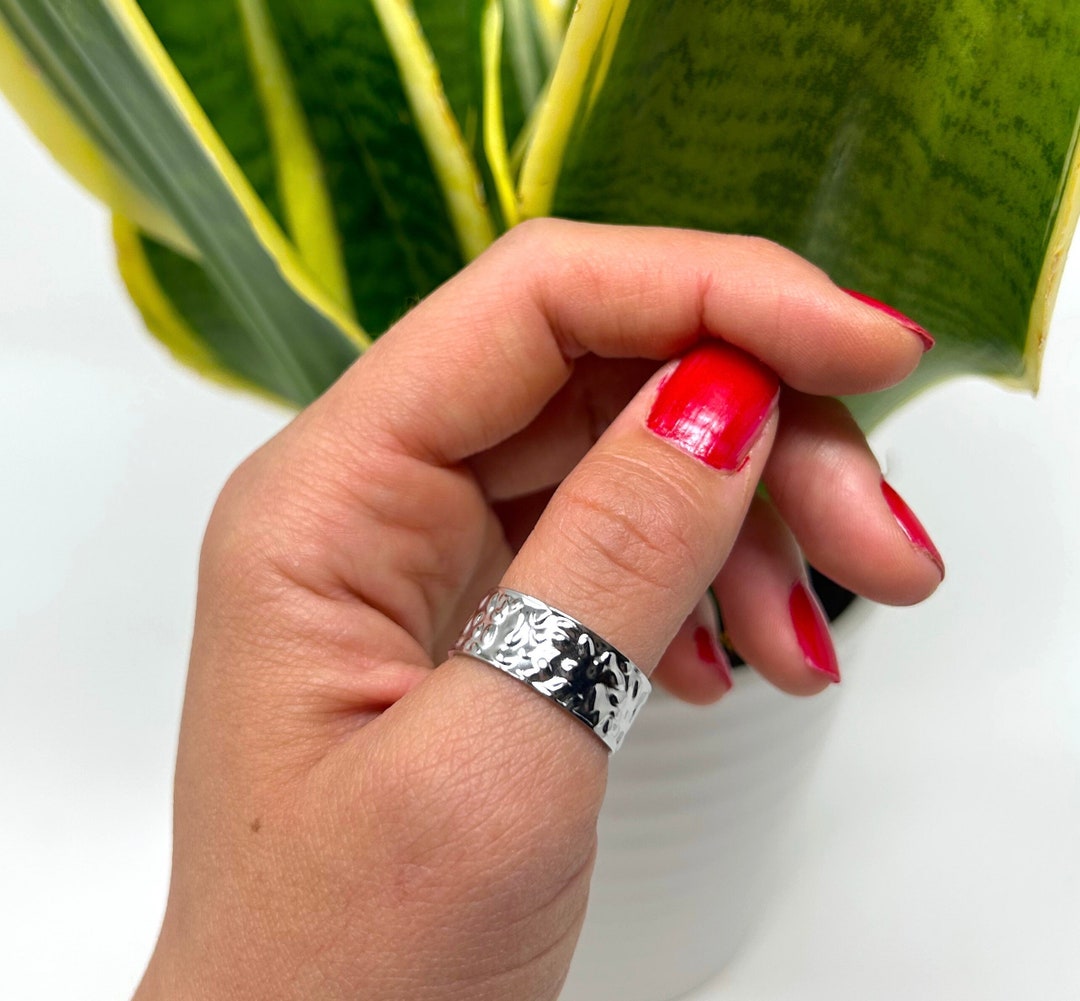 Stainless Steel Ring, Hammered Ring, Thick Ring, Statement Ring, Chunky ...