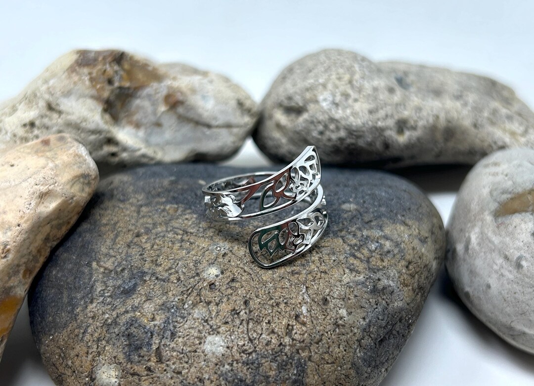 Stainless Steel Ring, Filigree Ring, Leaf Ring, Bypass Silver Ring ...