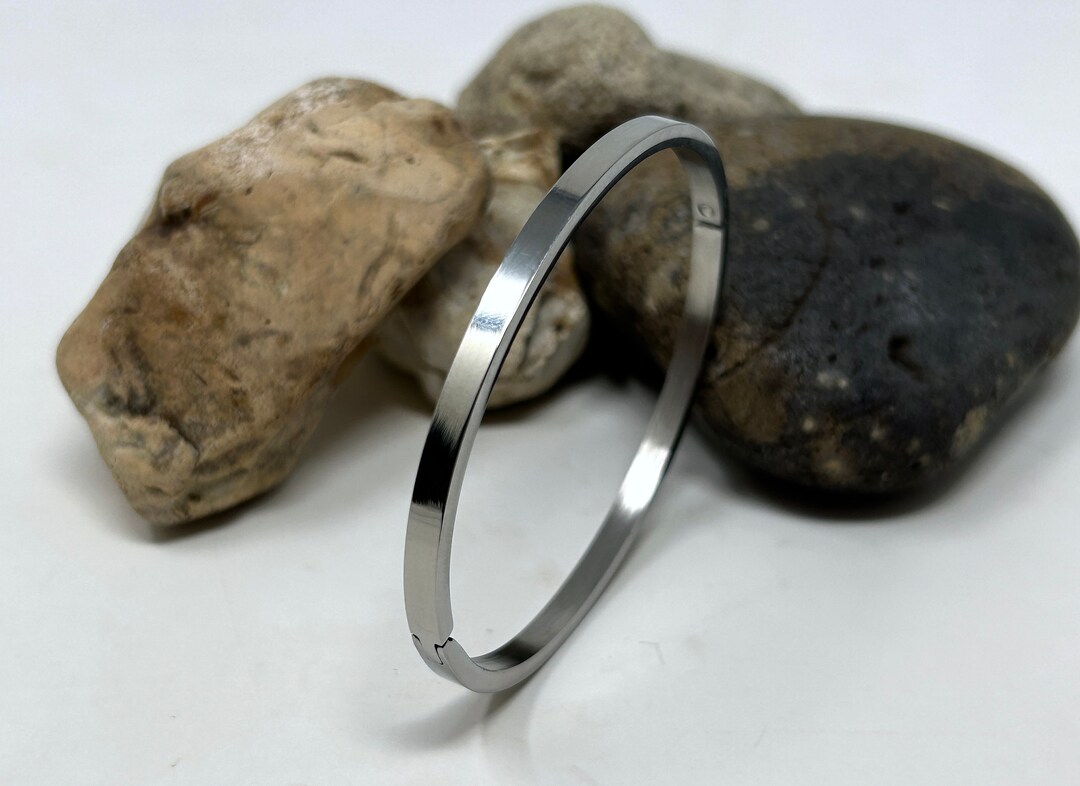 Stainless Steel Bangle, Simple Plain Bangle, Solid Cuff Bangle, Unisex ...