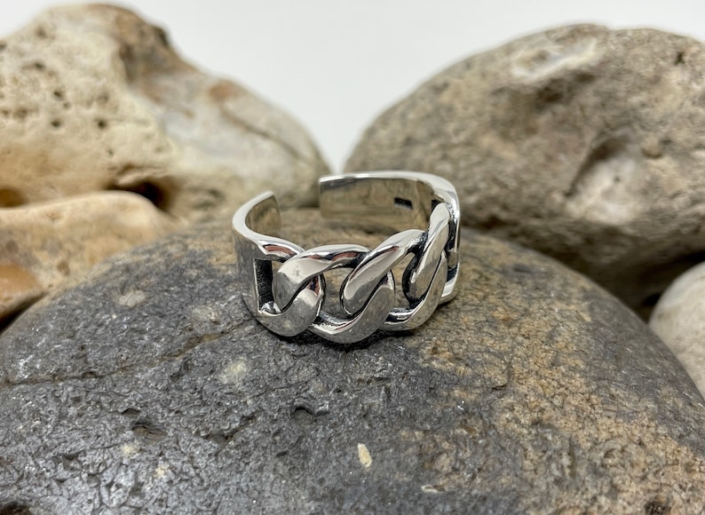 925 Sterling Silver Chain Ring Chunky Ring Thick Ring - Etsy UK
