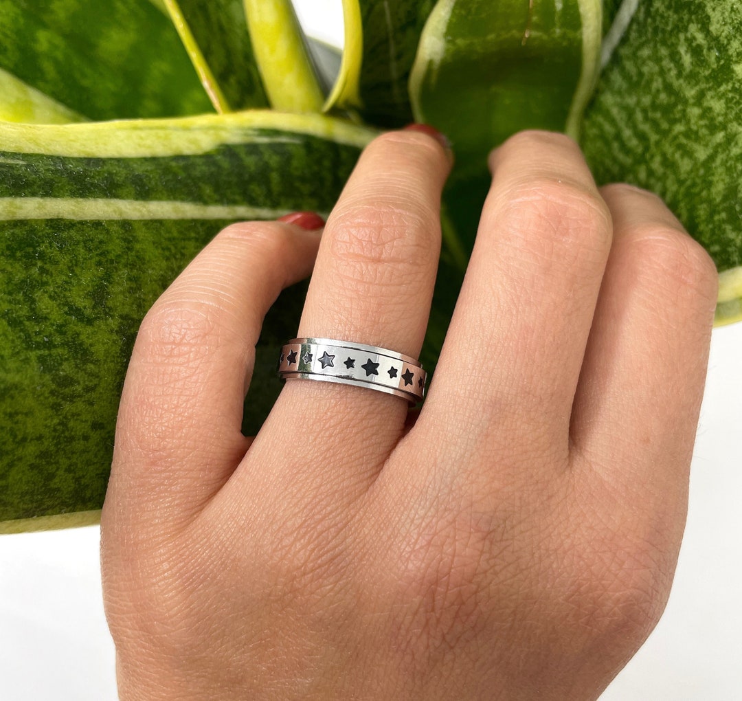 Stainless Steel Spinner Ring, Spinning Ring, Fidget Ring, Meditation ...