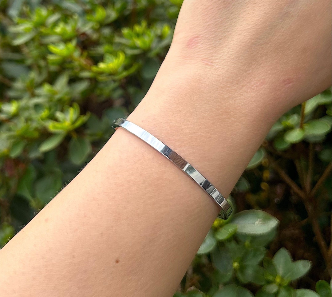 Stainless Steel Bangle, Simple Plain Bangle, Solid Cuff Bangle, Unisex ...