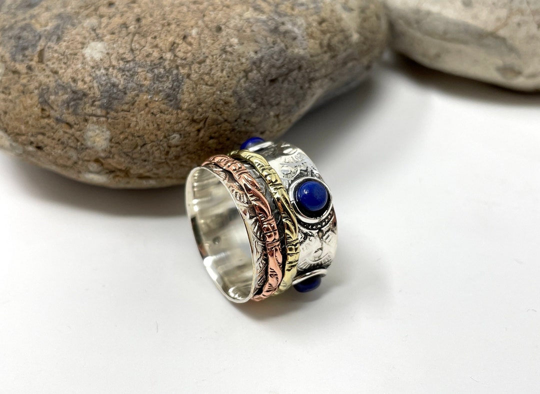 Handmade 925 Sterling Silver Spinner Ring, Spinning Ring, Fidget Ring ...