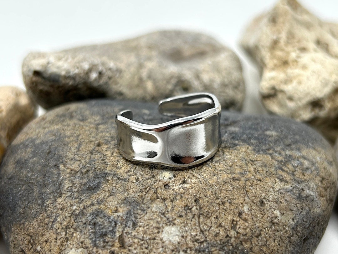 Stainless Steel Ring, Hammered Ring, Statement Ring, Unique Ring ...