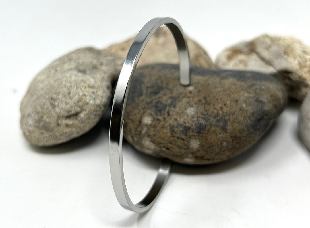 Stainless Steel Bangle, Simple Plain Bangle, Solid Cuff Bangle, Unisex ...