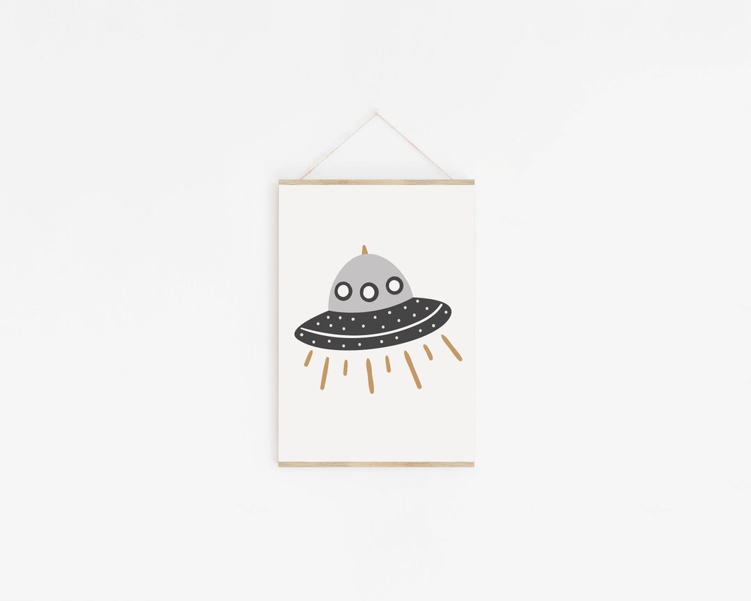 Space UFO Print, Boys Bedroom Print, Kids Space Prints, Space Prints ...