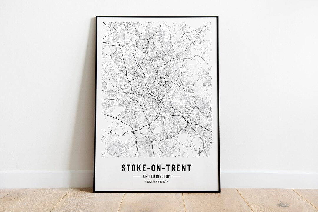 Stoke-on-trent Map Print, Stoke City Map Print, UK Poster Art Print ...