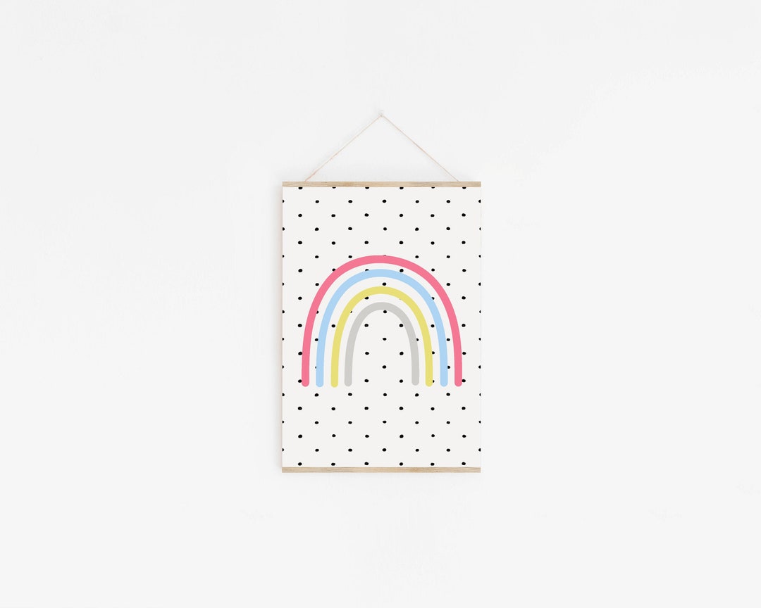 Girls Spotty Rainbow Print, Girls Bedroom Print, Pink Rainbow, Kids ...