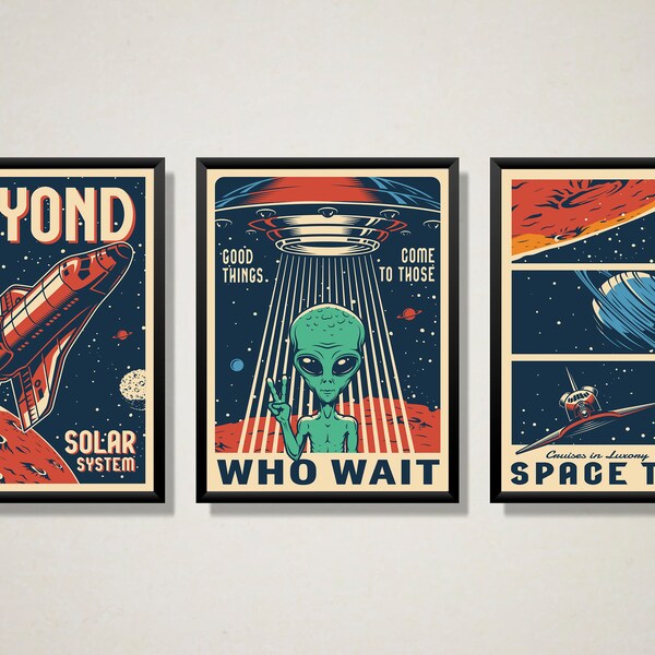 Retro Space Poster - Etsy
