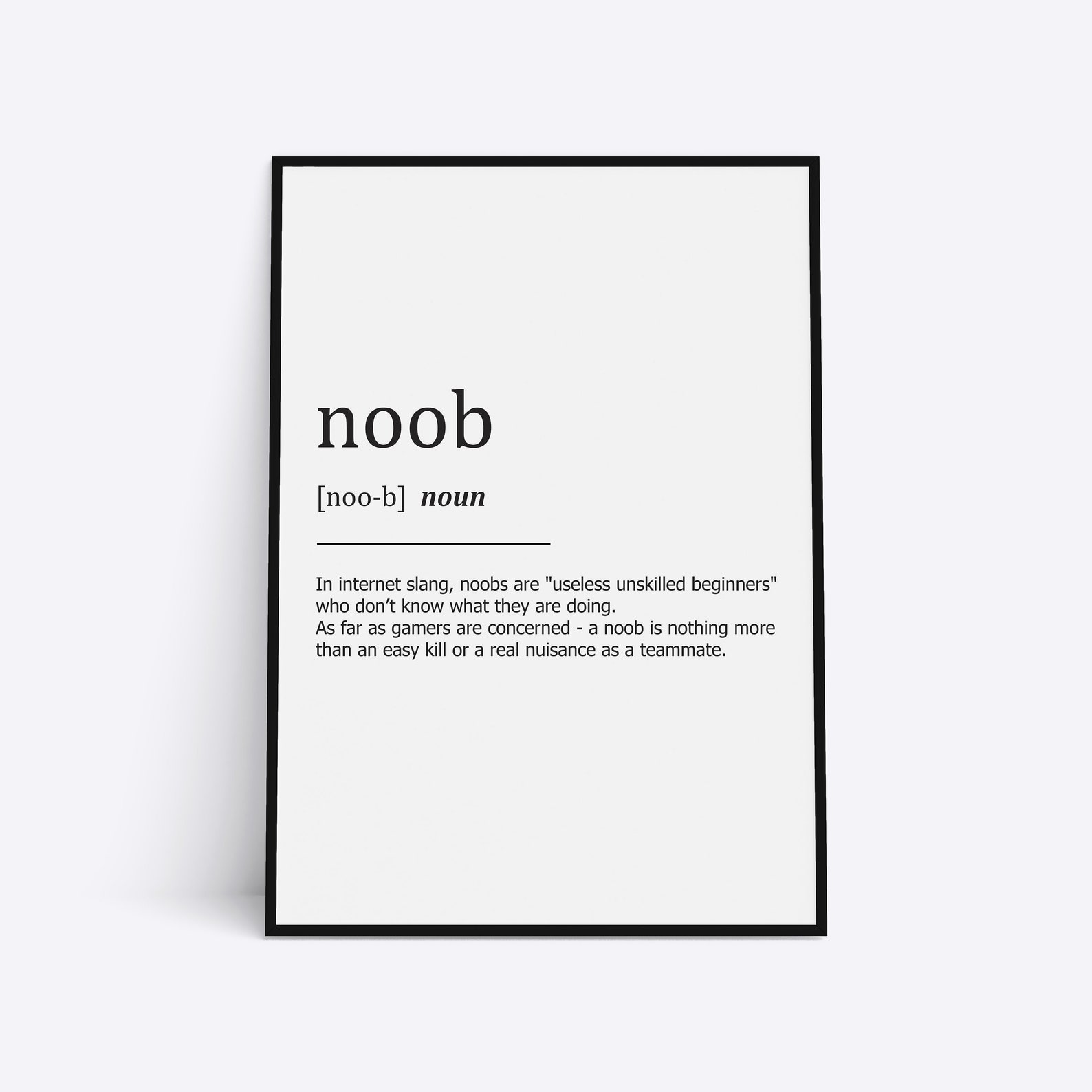 Noob Definition Print Home Print Home Decor Home Prints - Etsy