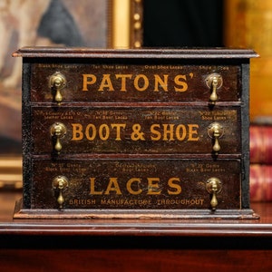 Rare Antique Wood Paton's Boot and Shoe Laces Advertising Drawer ...