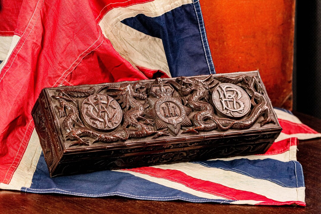 Stunning Hand Carved Anglo Chinese Asian Antique Carved Wood Box ...