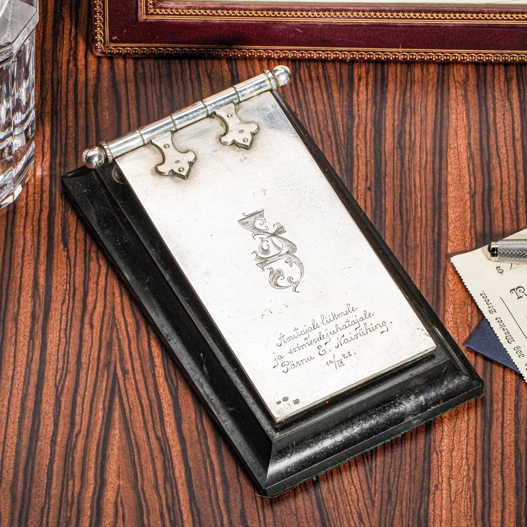 Distinguished Antique Desk Notepad Paperweight Writing Sterling Silver ...