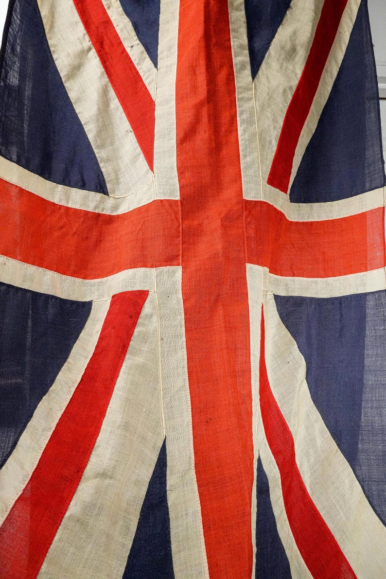 Large Vibrant Antique Panel Stitched Union Jack British Flag England ...