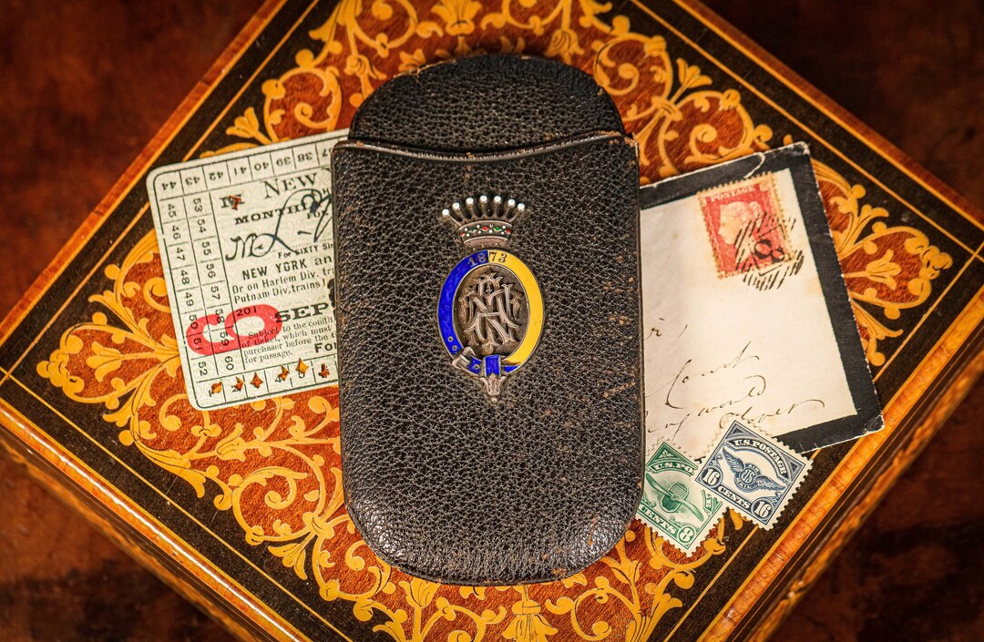 Rare Stunning Austrian Antique Leather Enamel Sterling Silver Cigar ...