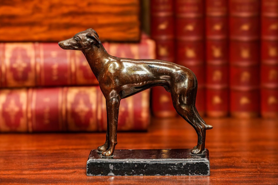 Exquisite Well Cast Bronze Color Metal Whippet Greyhound Dog Antique ...