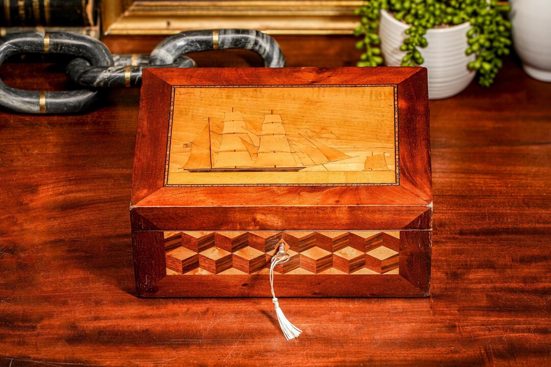 Rare Antique Victorian British Trinity House Maritime Ship Inlaid ...