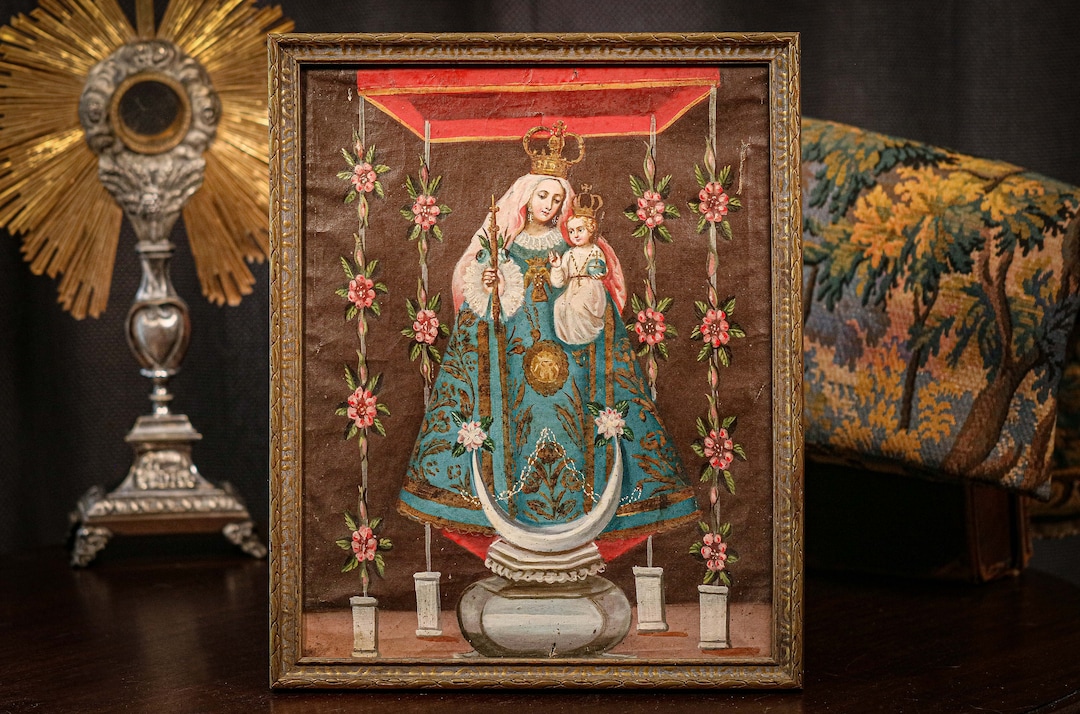 Amazing Colonial School Antique Catholic Christianity Oil Painting of ...