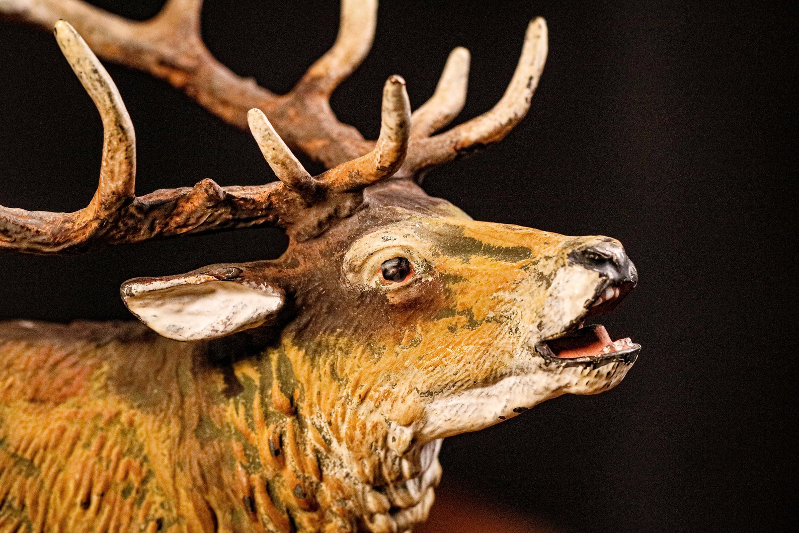 Incredible Cold Painted Antique Stag Statue Sculpture Jewelry Desk ...
