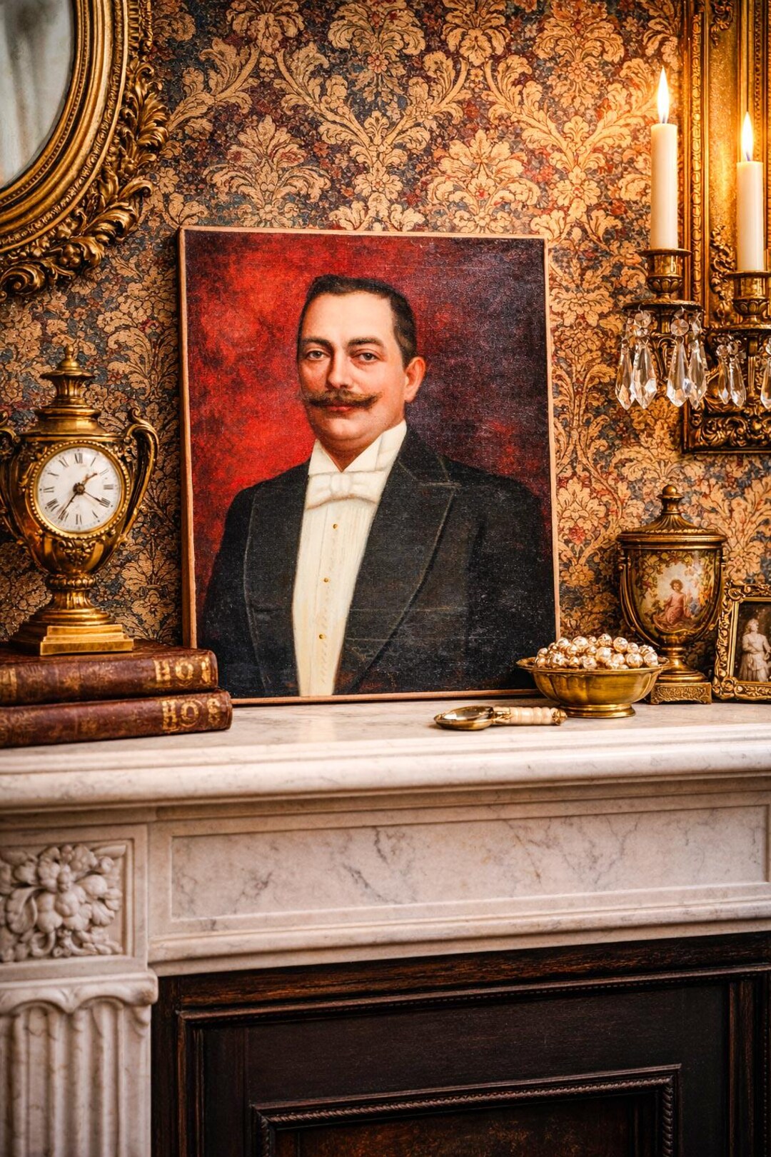 Refined Formal Victorian Era Tuxedo Gentleman Antique French Oil ...