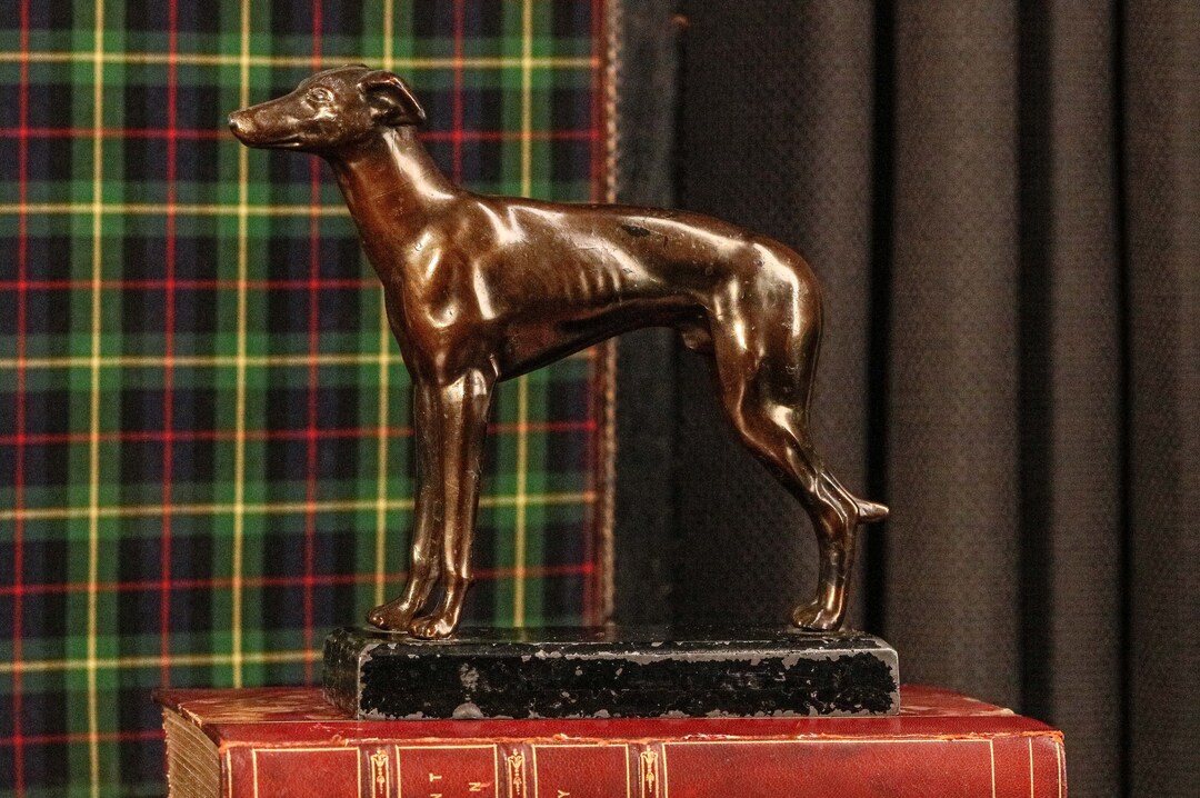 Stately High Quality Bronze Whippet Greyhound Dog Figurine Statue ...