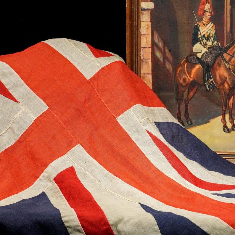 Large Vibrant Antique Panel Stitched Union Jack British Flag England ...