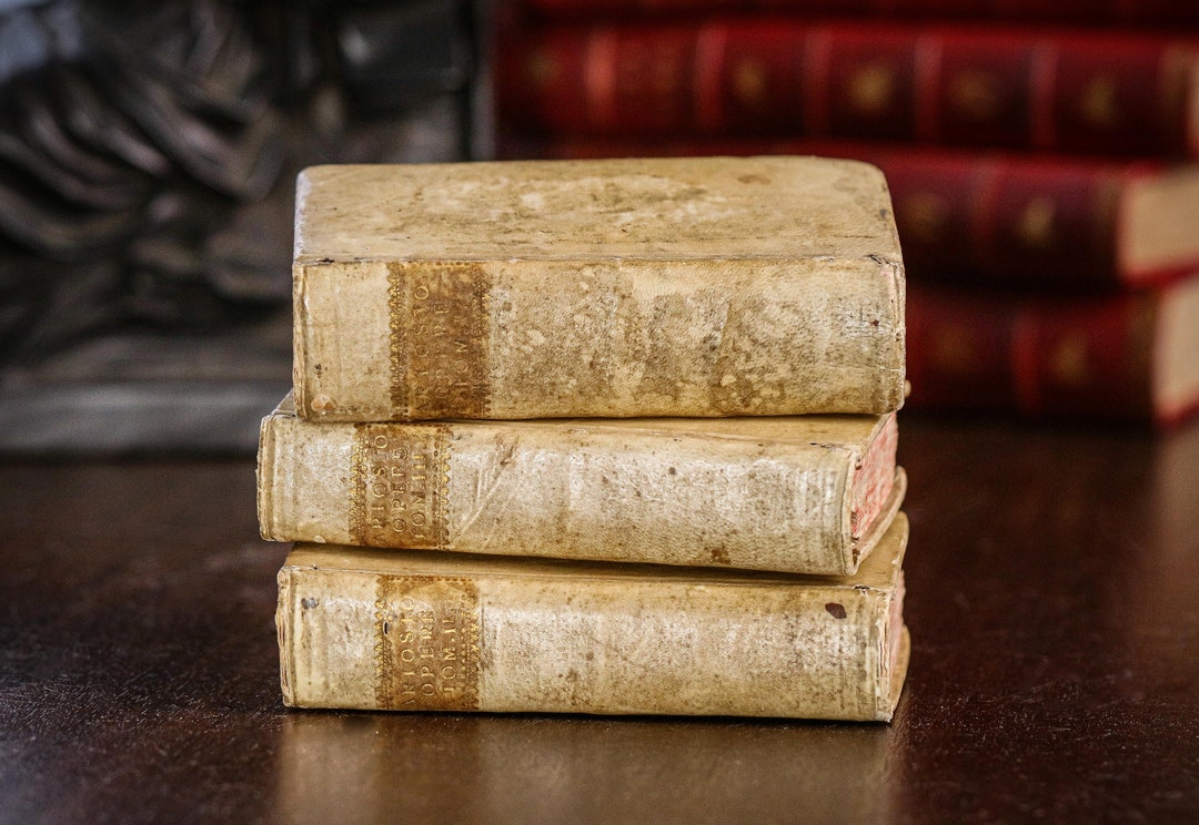 Rare 1741 (3) Volume Set Antique Vellum Bound Books Grand Tour Opera of ...