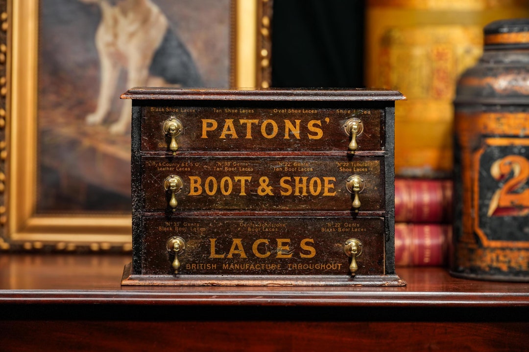 Rare Antique Wood Paton's Boot and Shoe Laces Advertising Drawer ...