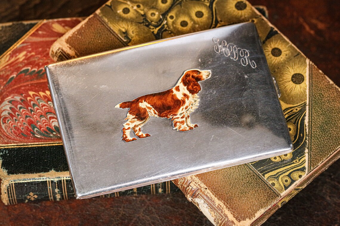 Exquisite Thomae Co. Sterling Silver Springer Spaniel Dog Hand Painted ...