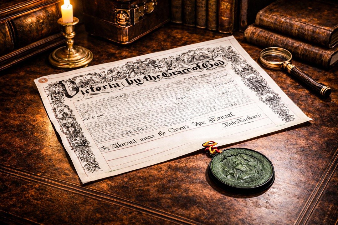 Impressive Antique Queen Victoria Royal Warrant Decree Granting Baronet ...