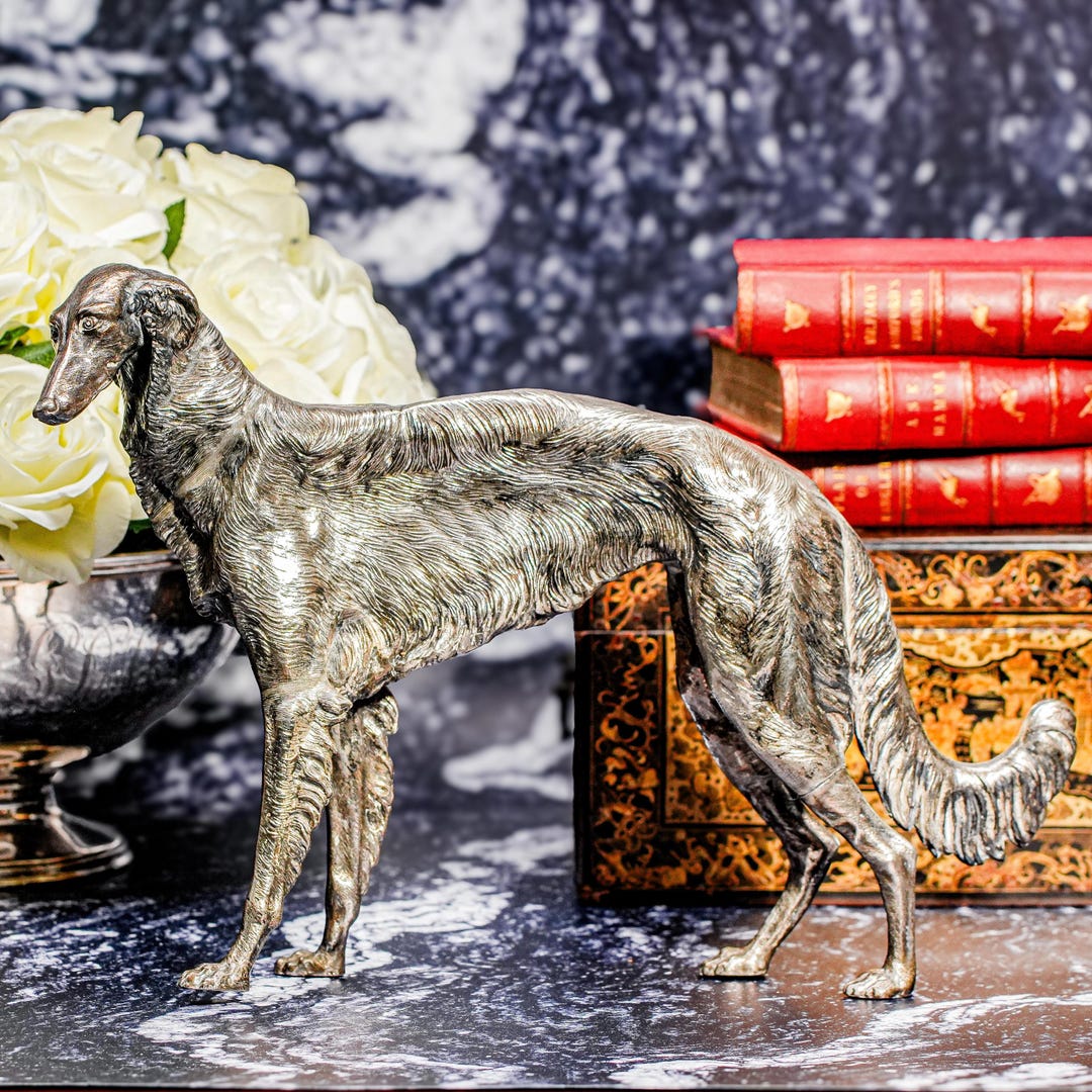 Elegant Big Borzoi Wolfhound Dog Antique Jennings Brothers Art Statue ...