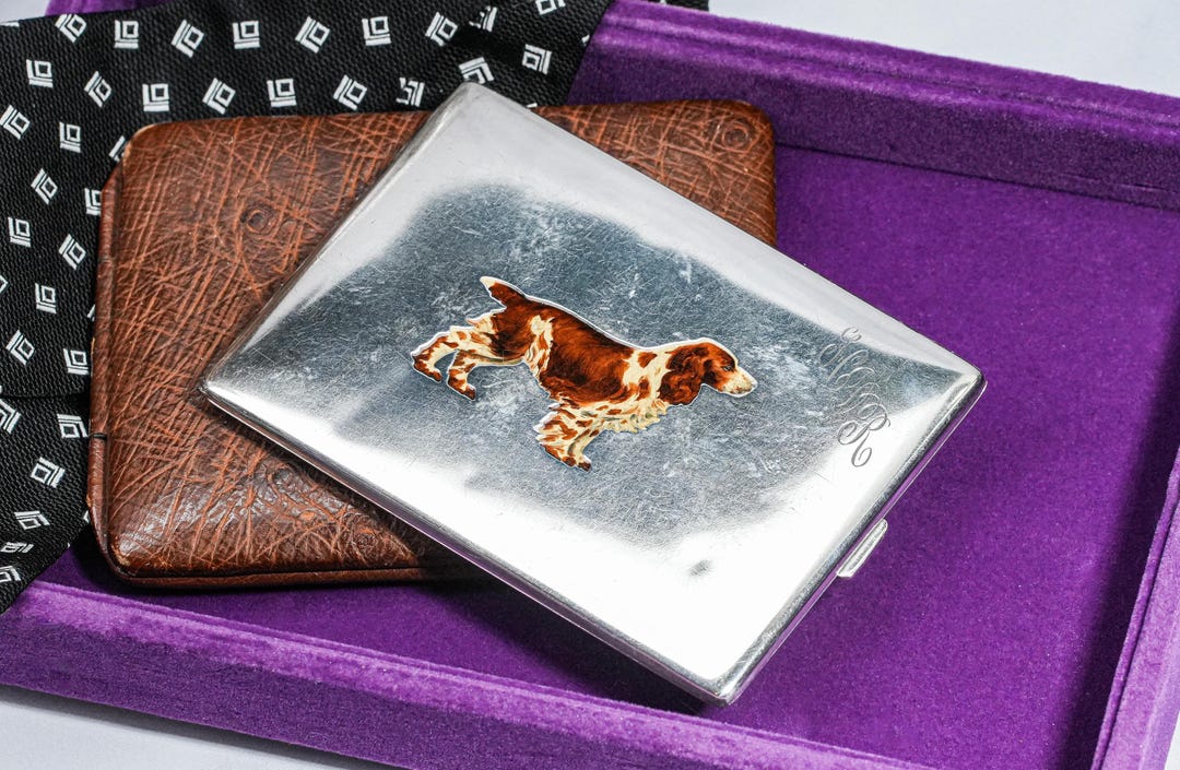 Exquisite Thomae Co. Sterling Silver Springer Spaniel Dog Hand Painted ...