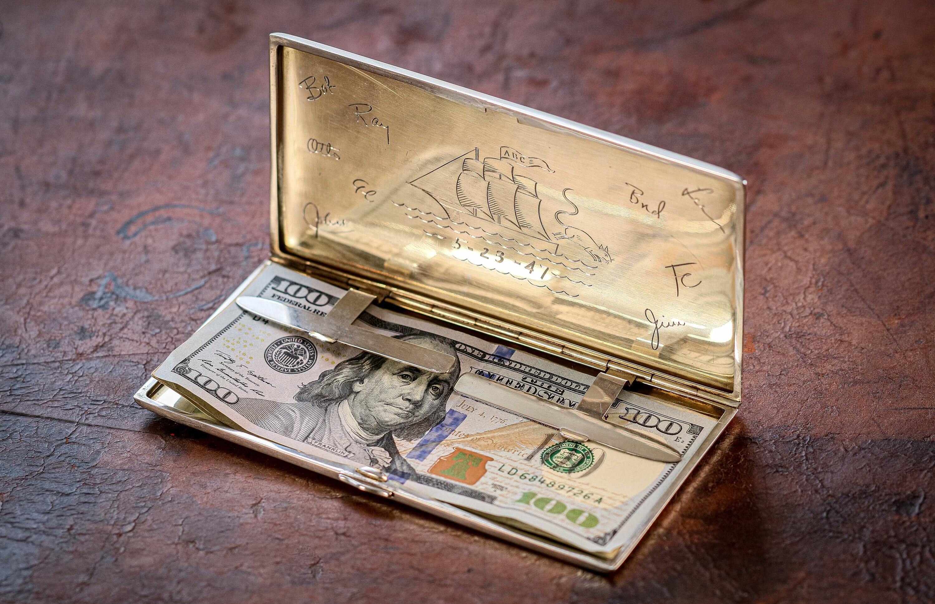 Rare Cartier Antique Presentation Box and Sterling Silver Money Cash ...