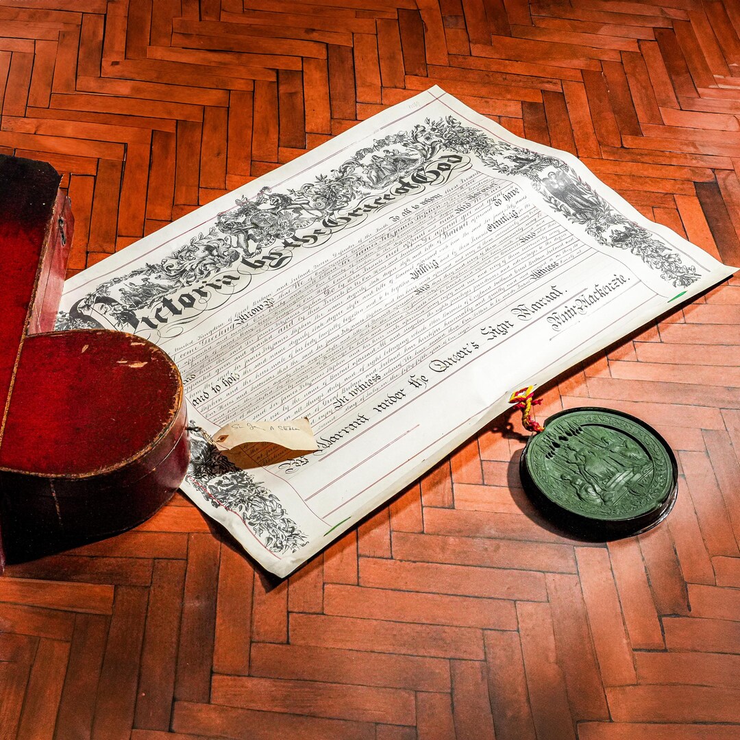Impressive Antique Queen Victoria Royal Warrant Decree Granting Baronet ...