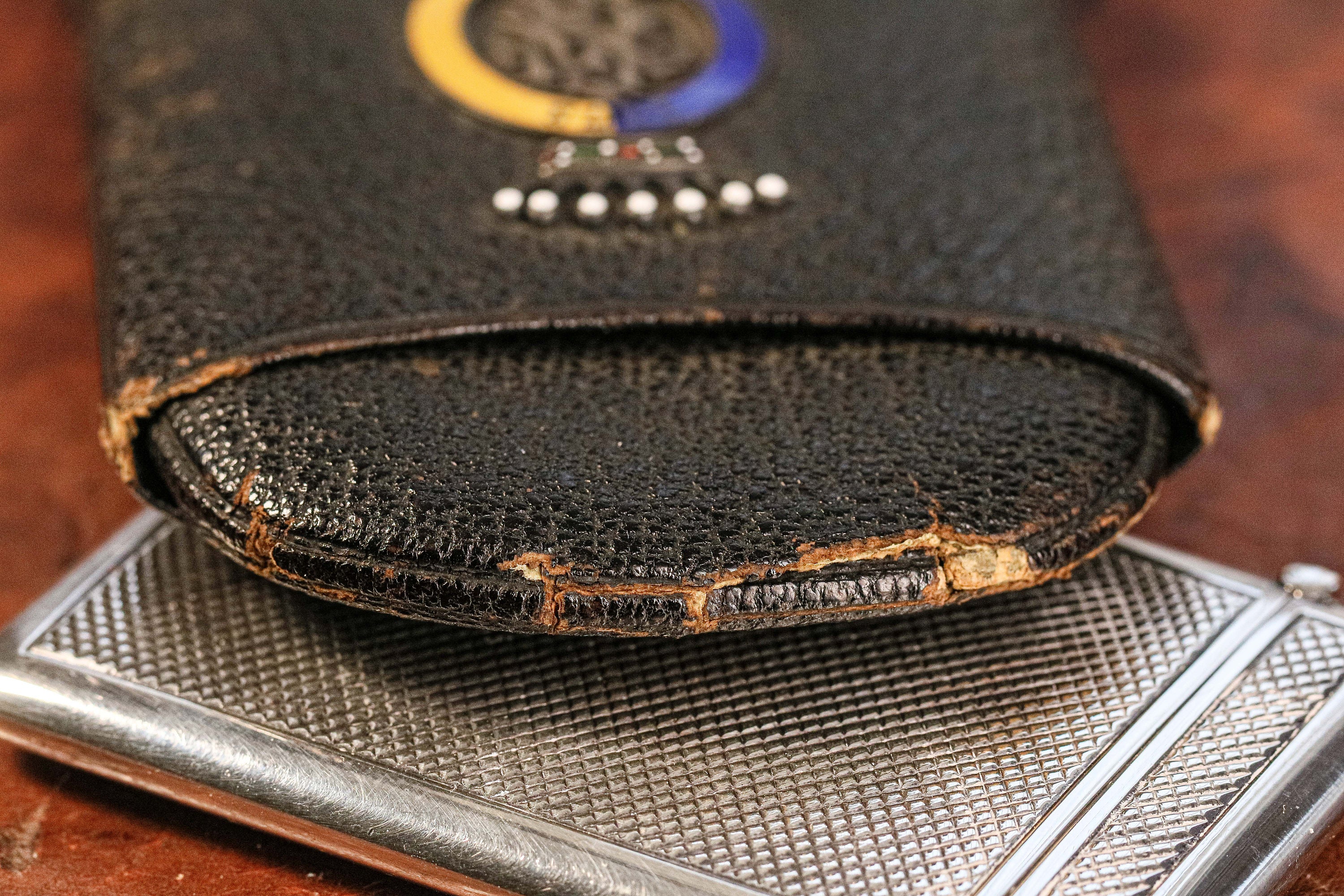 Rare Stunning Austrian Antique Leather Enamel Sterling Silver Cigar ...