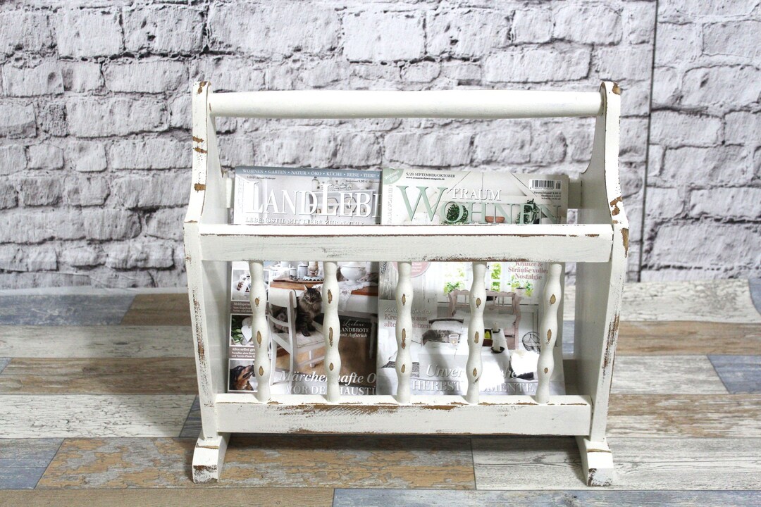Shabby Newspaper Stand Newspaper Table Made of Wood Cream White 60s ...