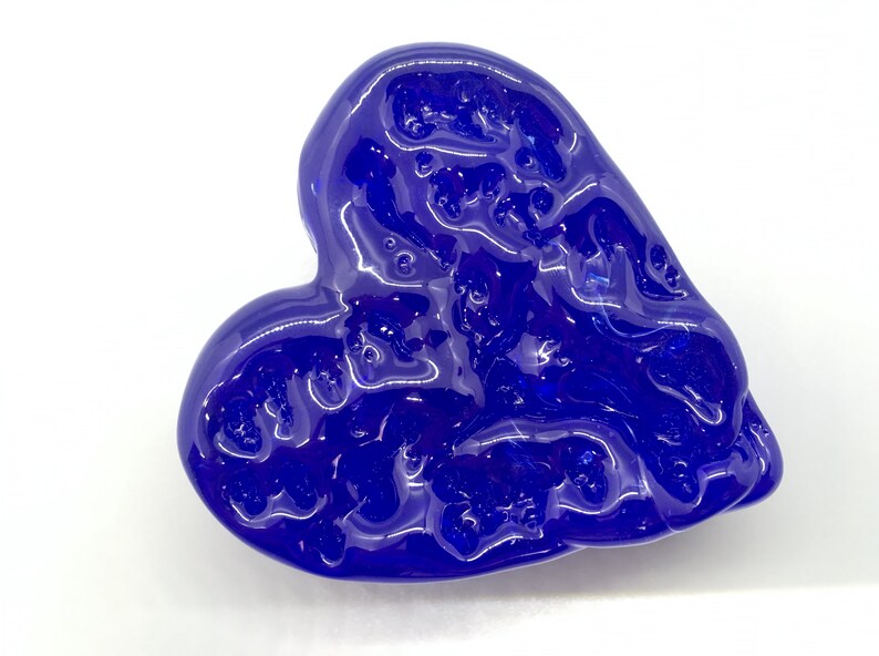 Dark Blue Hand Blown Glass Heart Paperweight - Etsy