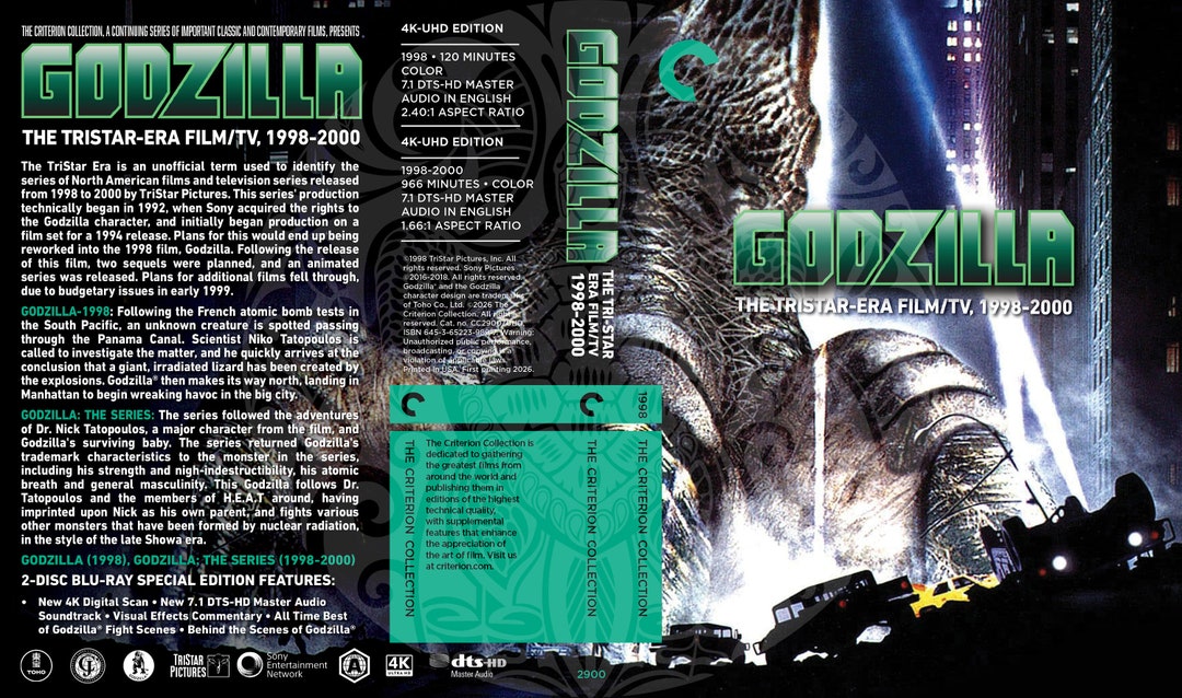 Godzilla Tristar Era (1998-2000) Flip Cover (fake Criterion Cover) - Etsy