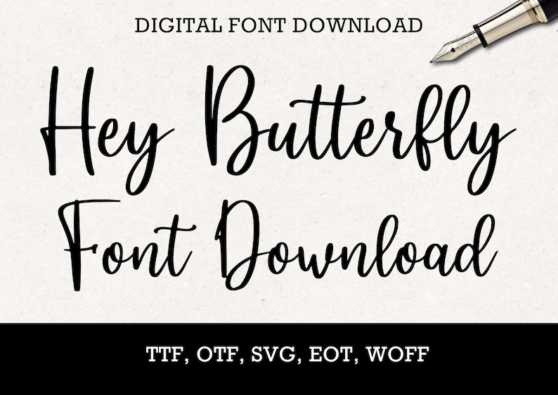 Hey Butterfly - Custom Digital Font for Cricut, Silhouette, Autocad ...